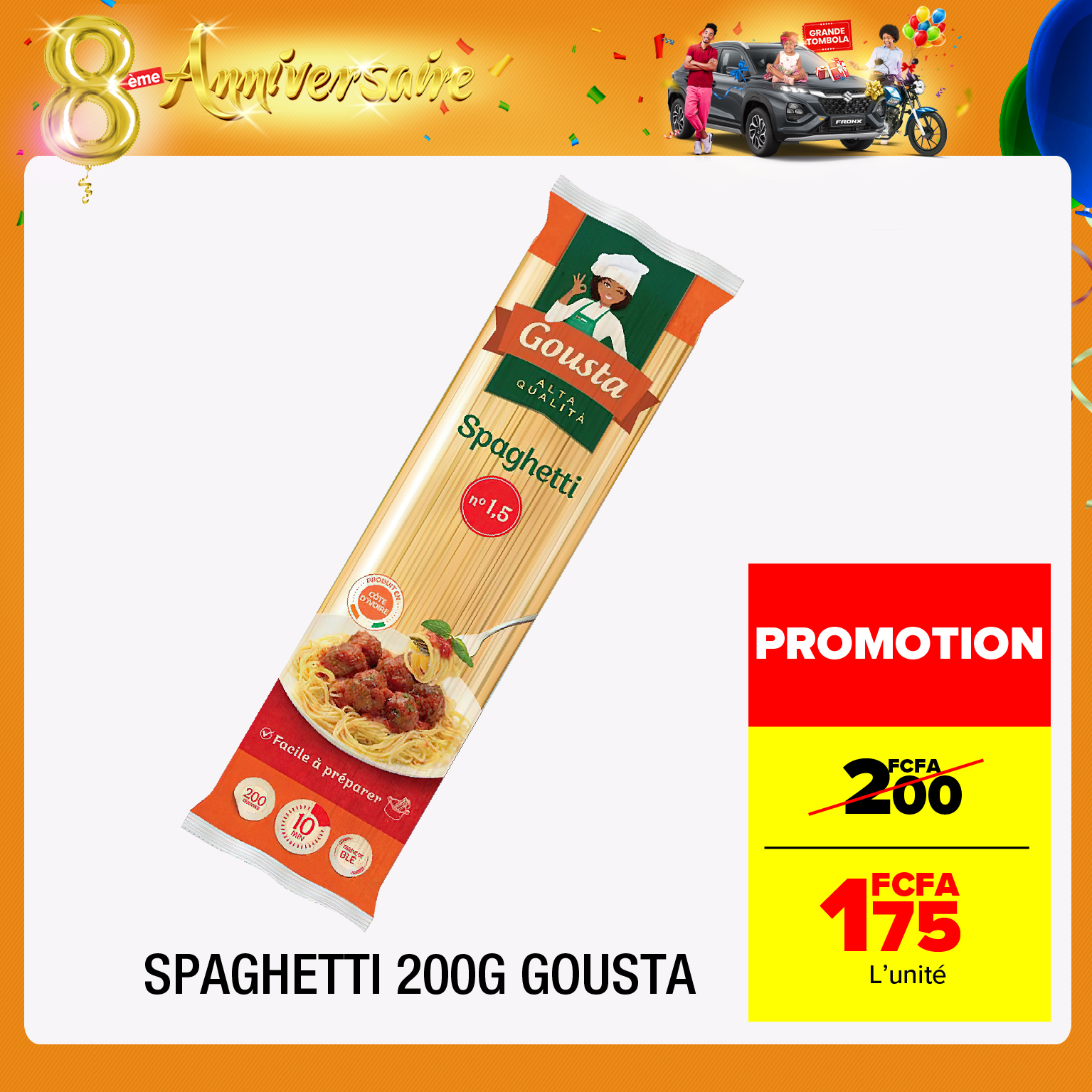 Spaghetti 200g Gousta - Carrefour Côte d'Ivoire