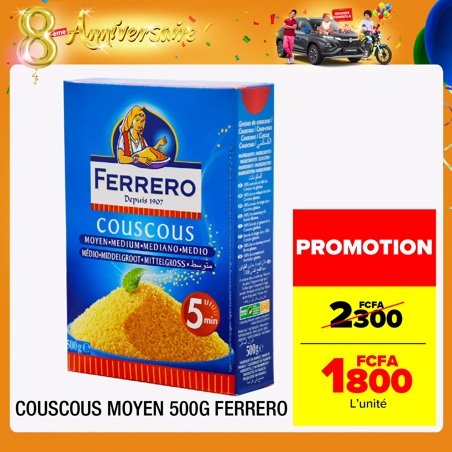 Couscous moyen 500g Ferrero - Carrefour Côte d'Ivoire