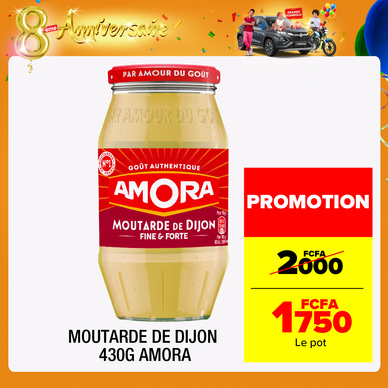 Moutarde de Dijon 430g Amora - Carrefour Côte d'Ivoire