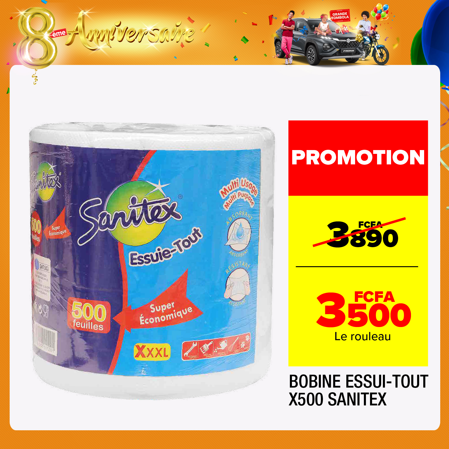 Bobine essuie-tout x500 Sanitex - Carrefour Côte d'Ivoire