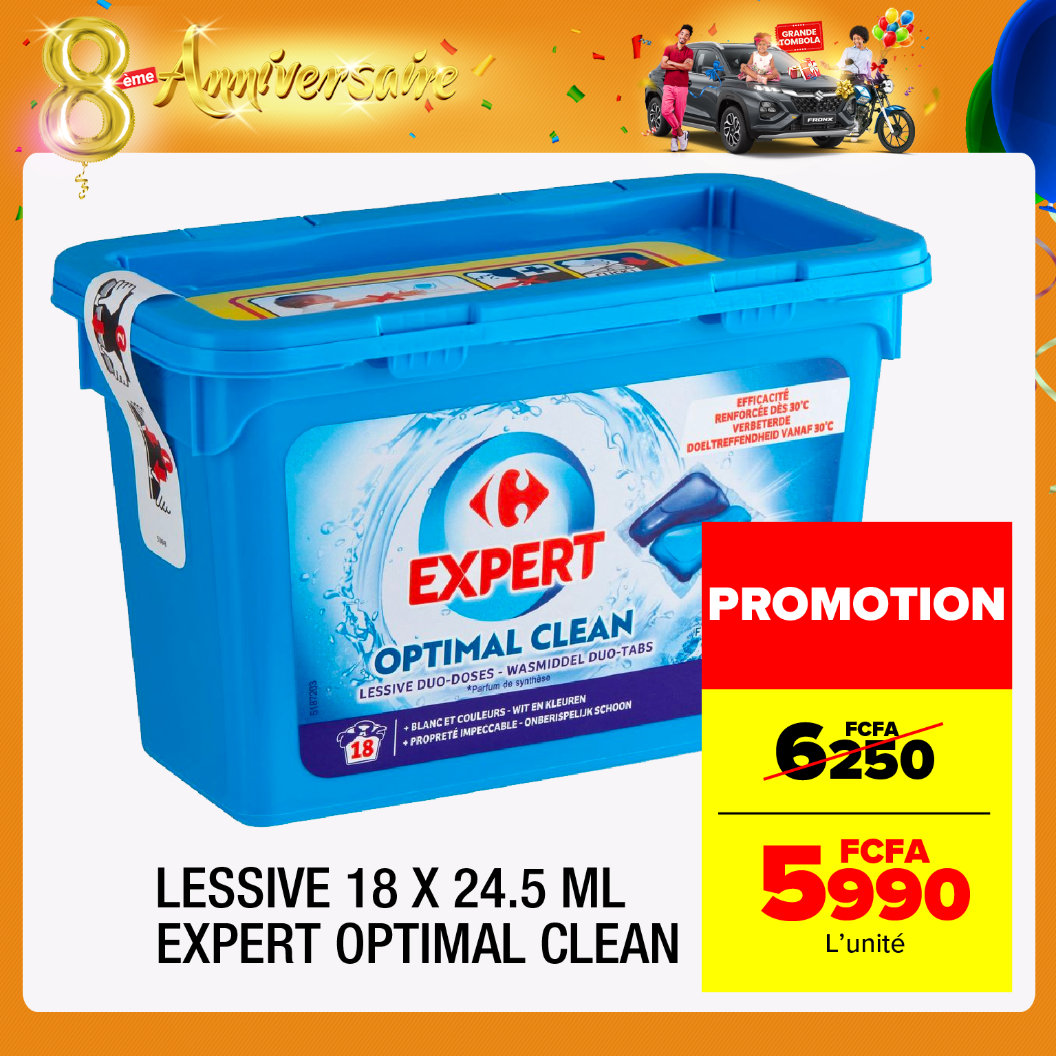 Lessive 18 x 24.5 ml Expert optimal clean - Carrefour Côte d'Ivoire