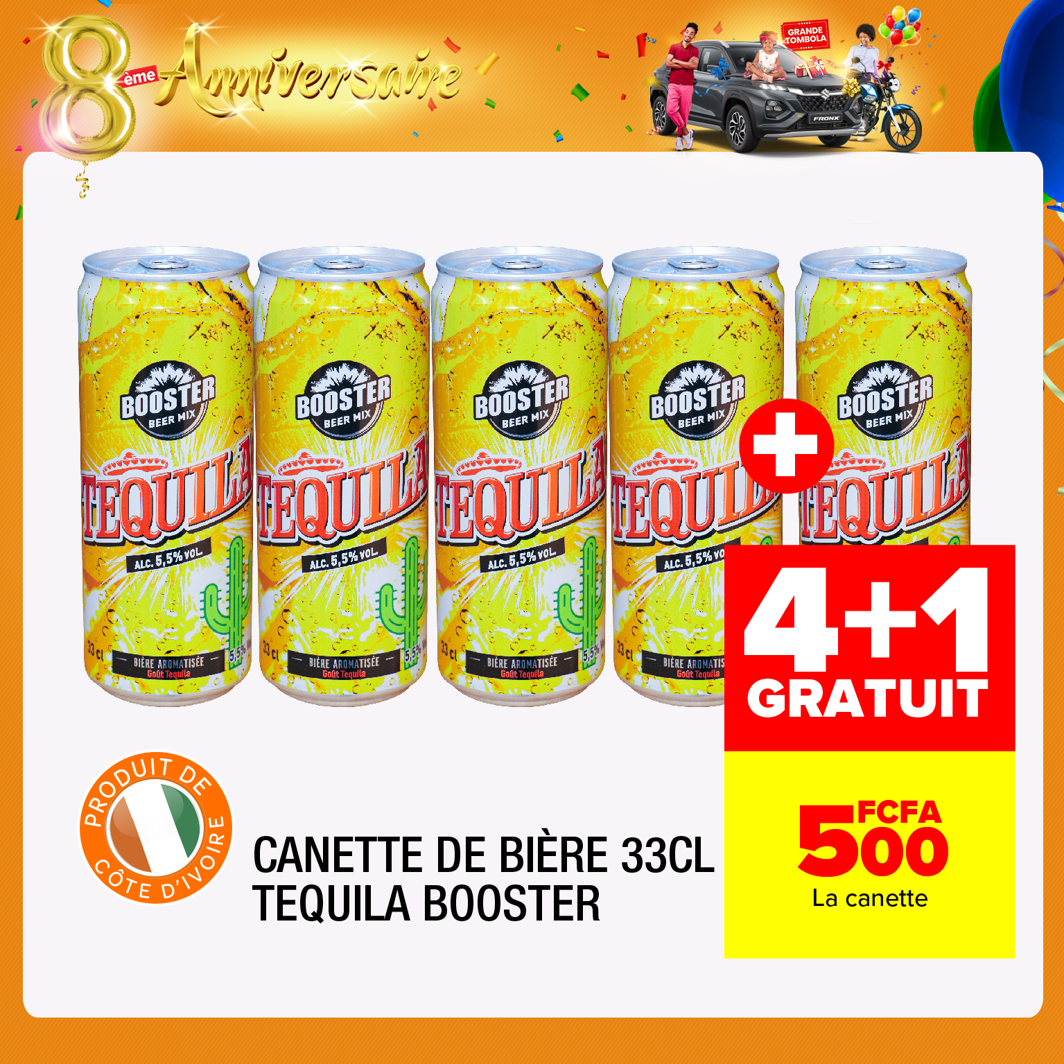 Canette de bière 33 cl Tequila Booster - Carrefour Côte d'Ivoire