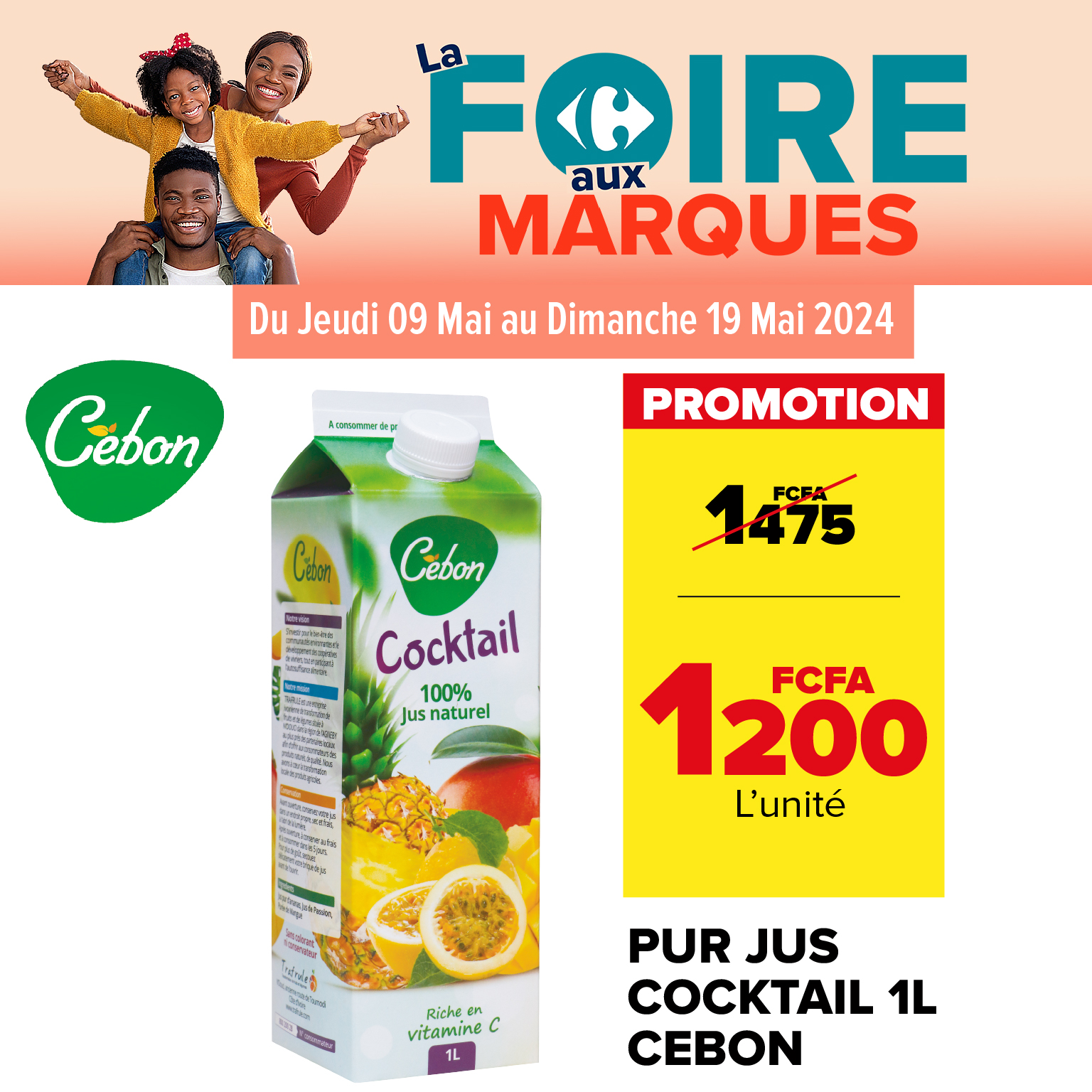 PUR JUS COCKTAIL 1L CEBON - Carrefour Côte d'Ivoire