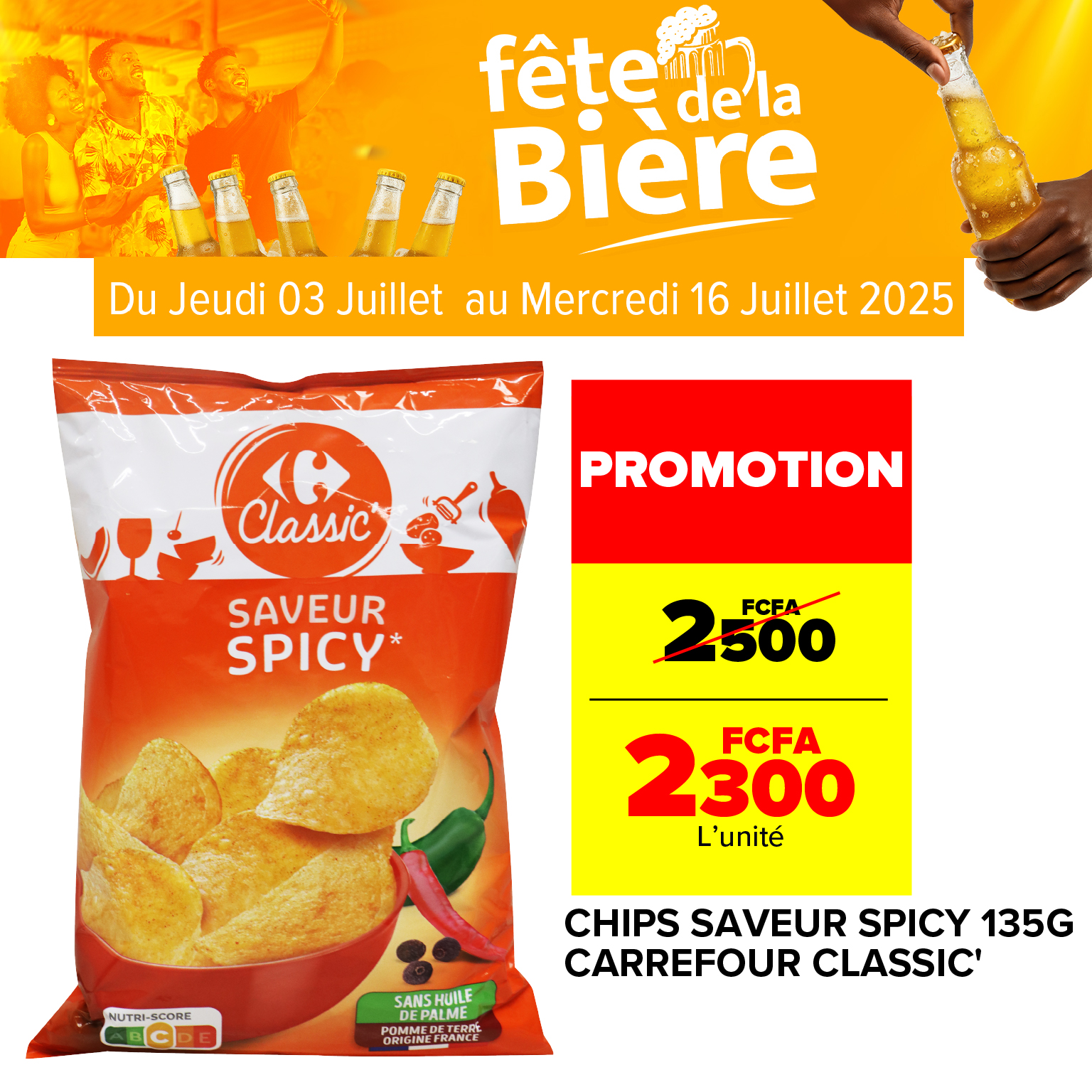Chips Saveur Spicy 135G Carrefour Classic' - Carrefour Côte d'Ivoire