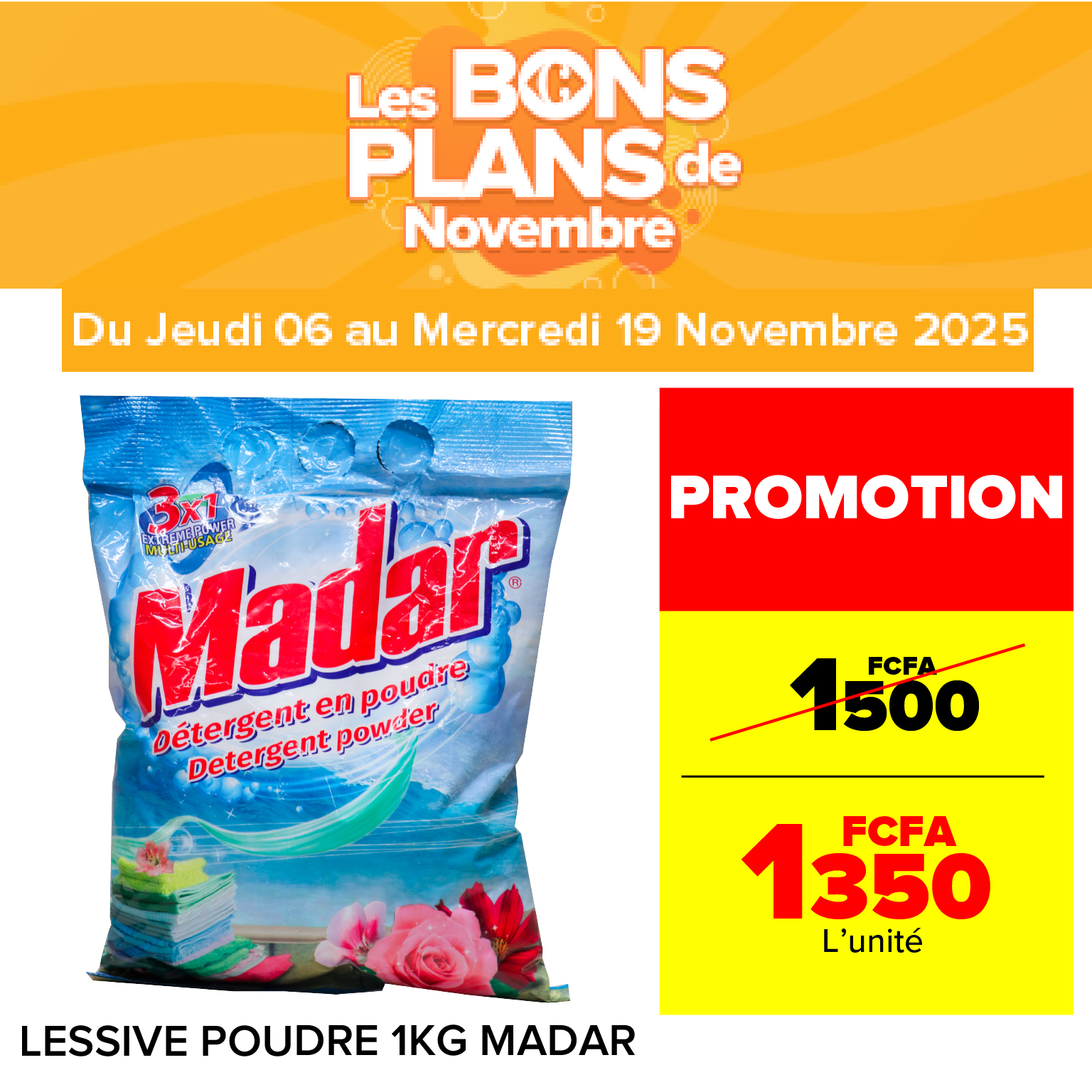 Lessive poudre 1kg Madar - Carrefour Côte d'Ivoire